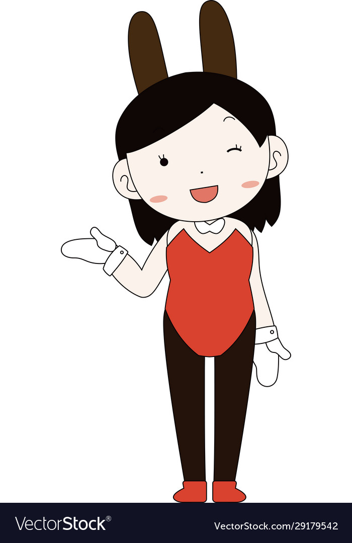 Pop cute pose bunny girl Royalty Free Vector Image