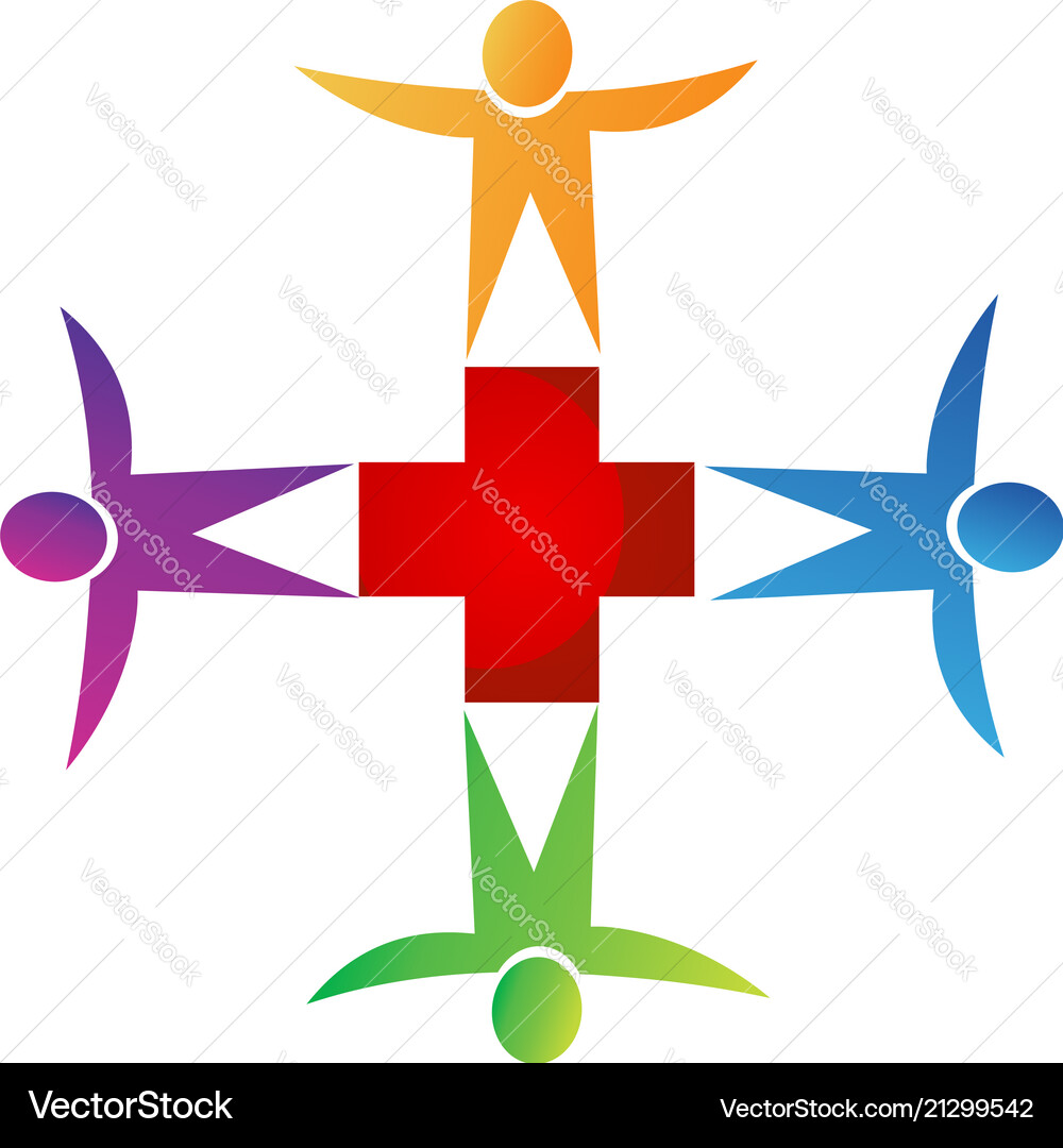 Teamwork medical emergency people icon logo Vector Image
