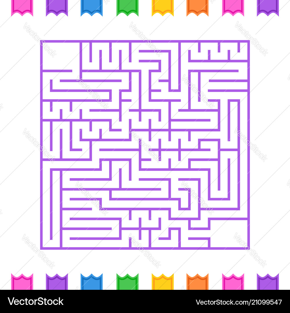 Abstract square isolated labyrinth purple flowers Vector Image