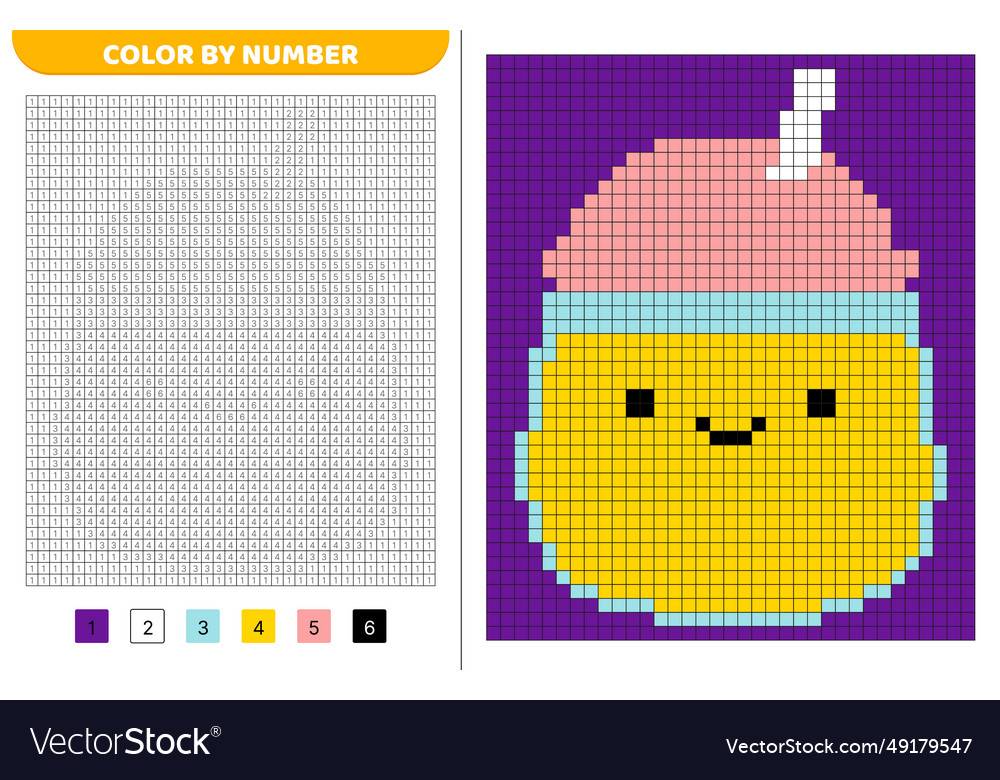 Fresh drink squishmallow color by number pixel Vector Image
