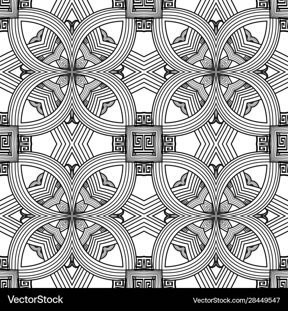 Greek floral intricate lines seamless pattern Vector Image