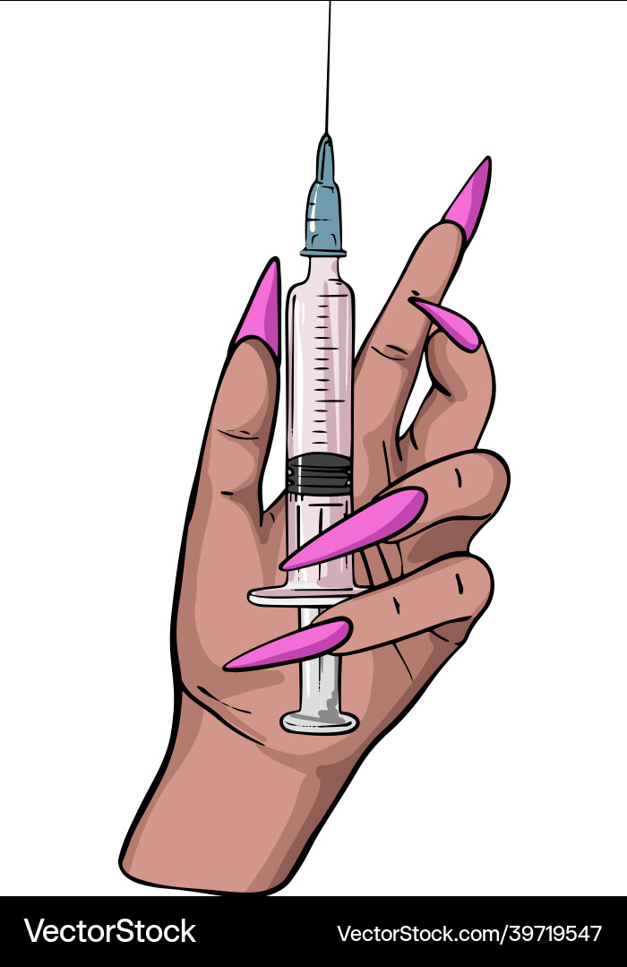 Hand with syringe beauty injection plastic surgery