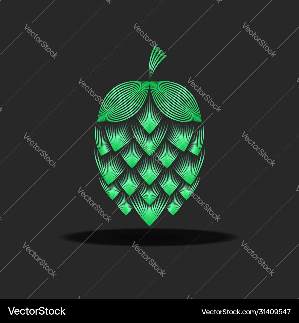 Hop cone logo 3d creative line art for modern Vector Image