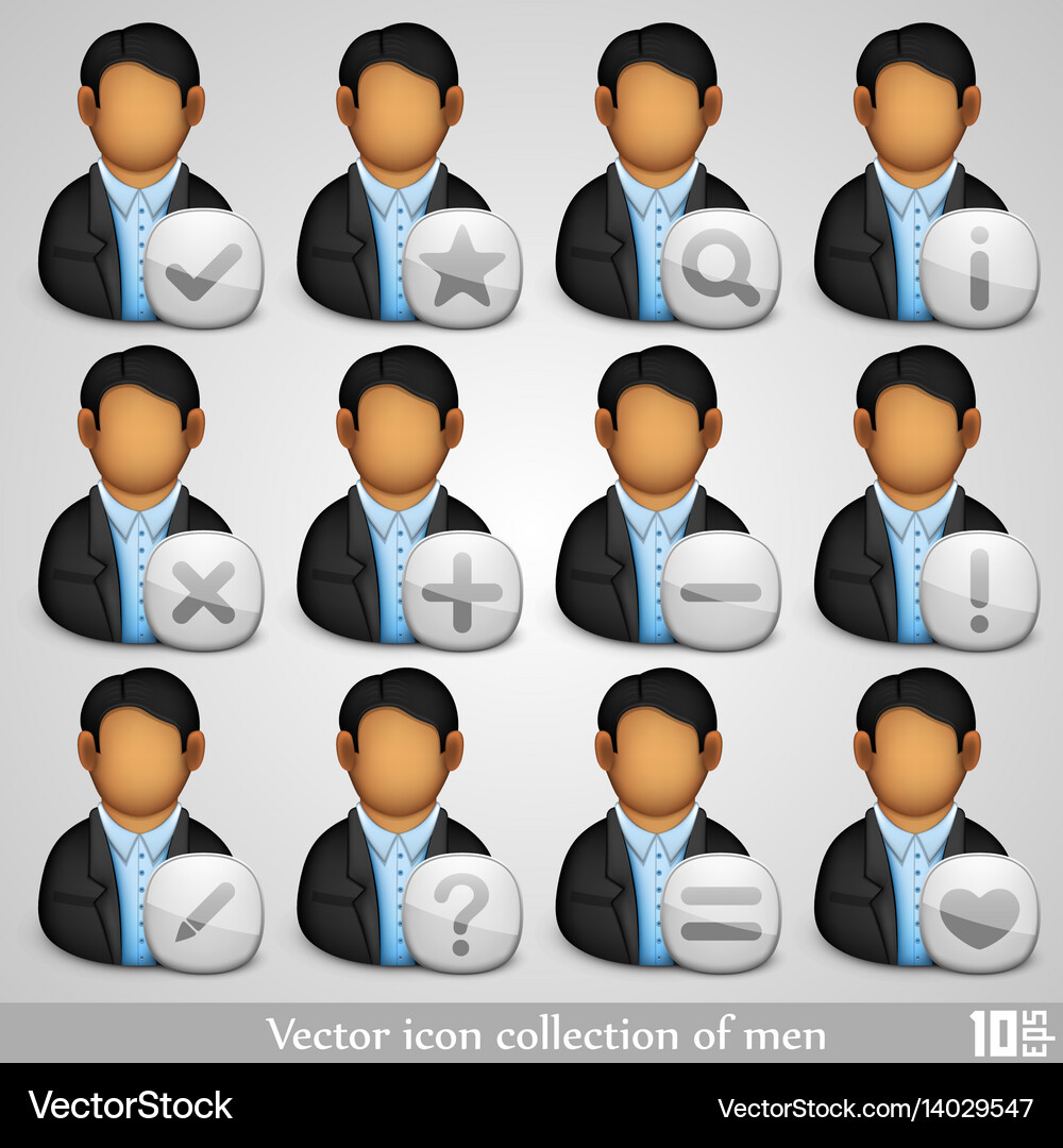 Icon collection of men Royalty Free Vector Image