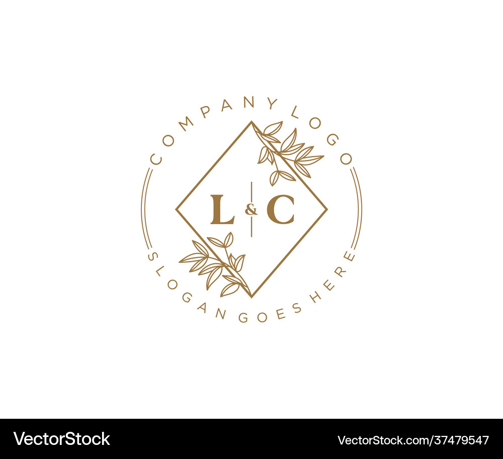 Initial lc letters beautiful floral feminine Vector Image