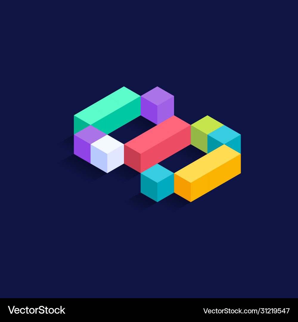 Letter s isometric colorful cubes 3d design Vector Image