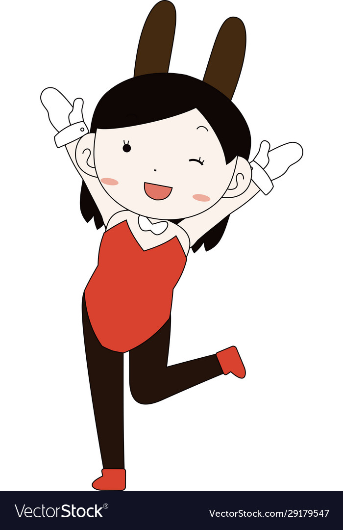 Pop cute pose bunny girl Royalty Free Vector Image