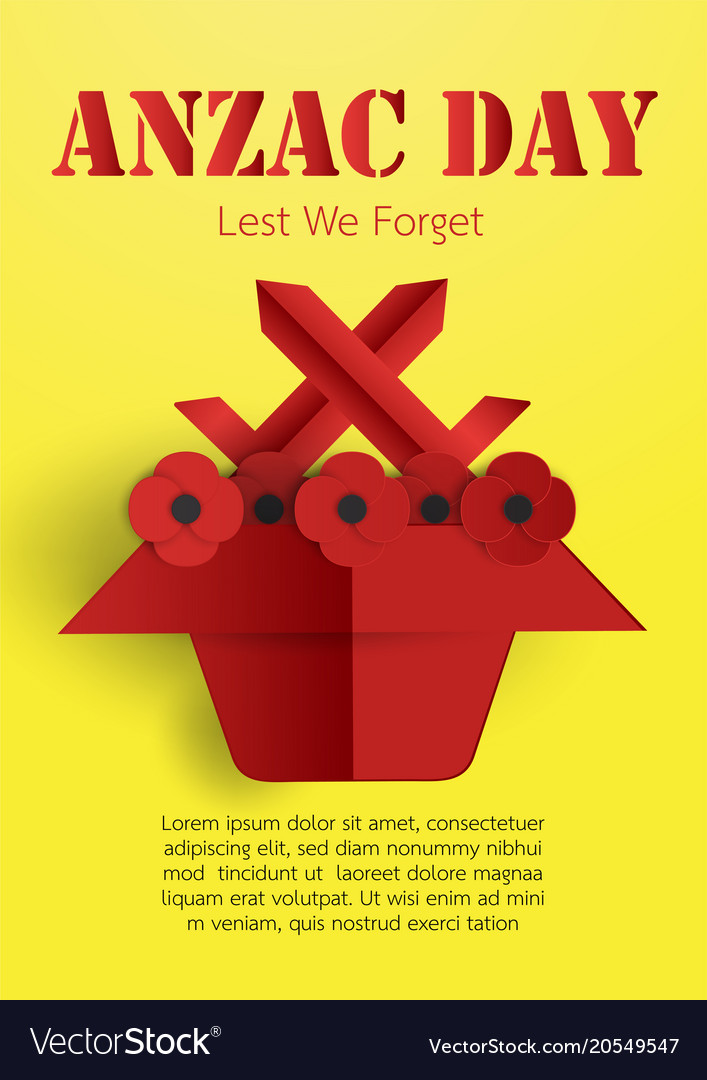 Poster design with flower and hat for anzac day Vector Image