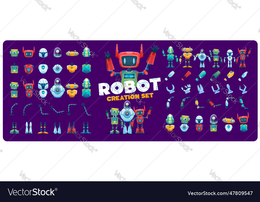 Robot Creation Kit Cyborg Character Constructor Vector Image