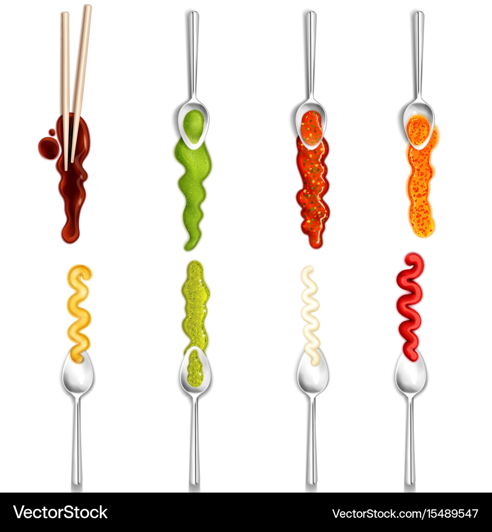 Sauce with spoon gourmet collection Royalty Free Vector