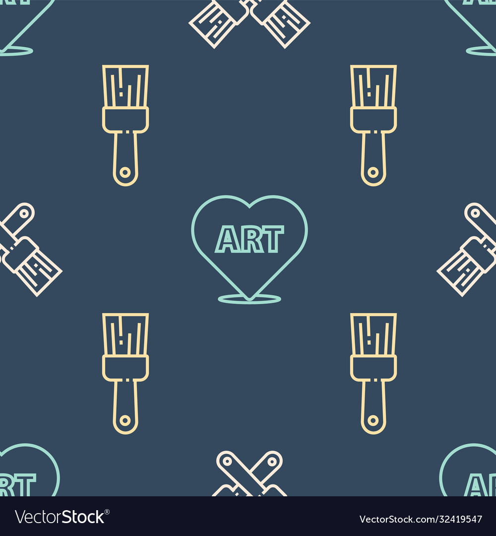 Set line crossed paint brush paint brush Vector Image Set line crossed paint brush paint brush Vector Image