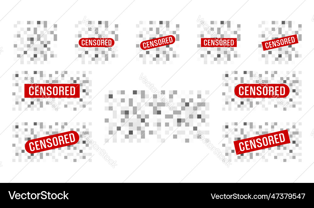 Set of pixel censored signs elements Royalty Free Vector