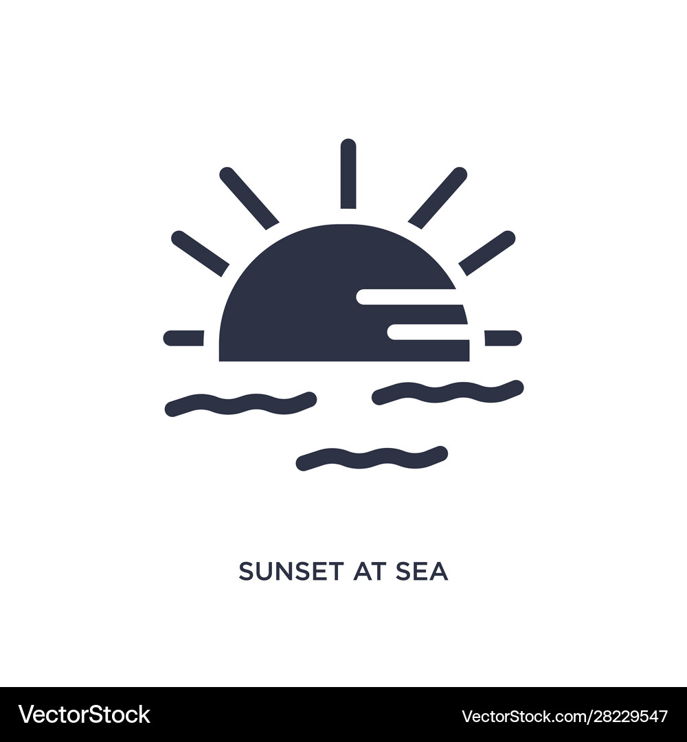 Sunset at sea icon on white background simple Vector Image