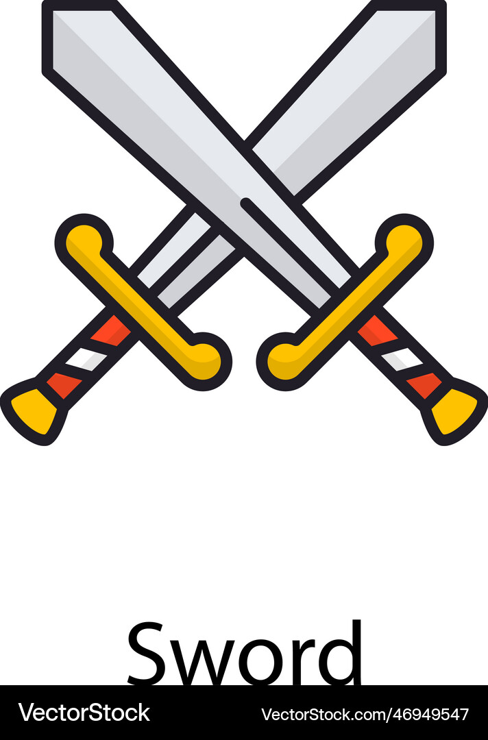 Sword fill outline icon design Royalty Free Vector Image