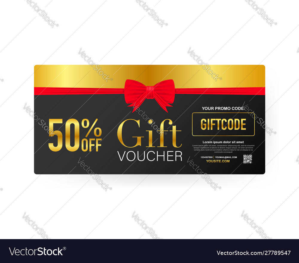 Template gold gift card promo code voucher Vector Image