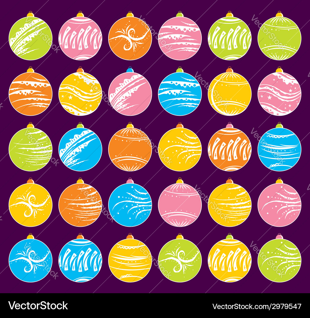 Thirty christmas balls Royalty Free Vector Image