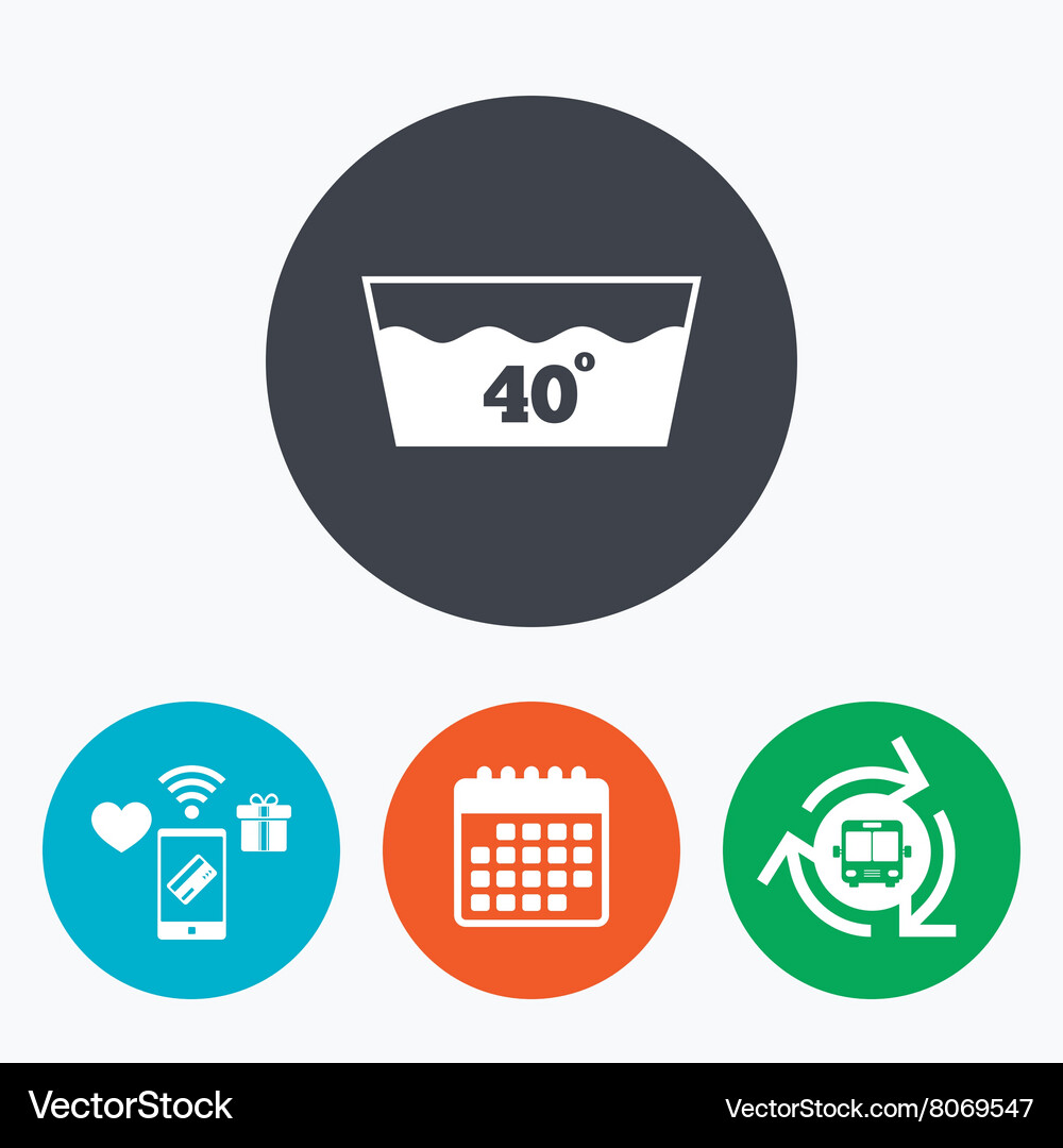 Wash icon machine washable at 40 degrees symbol Vector Image
