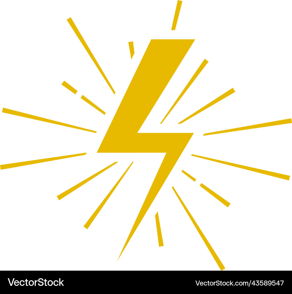 Yellow power icon shining lightning electric Vector Image