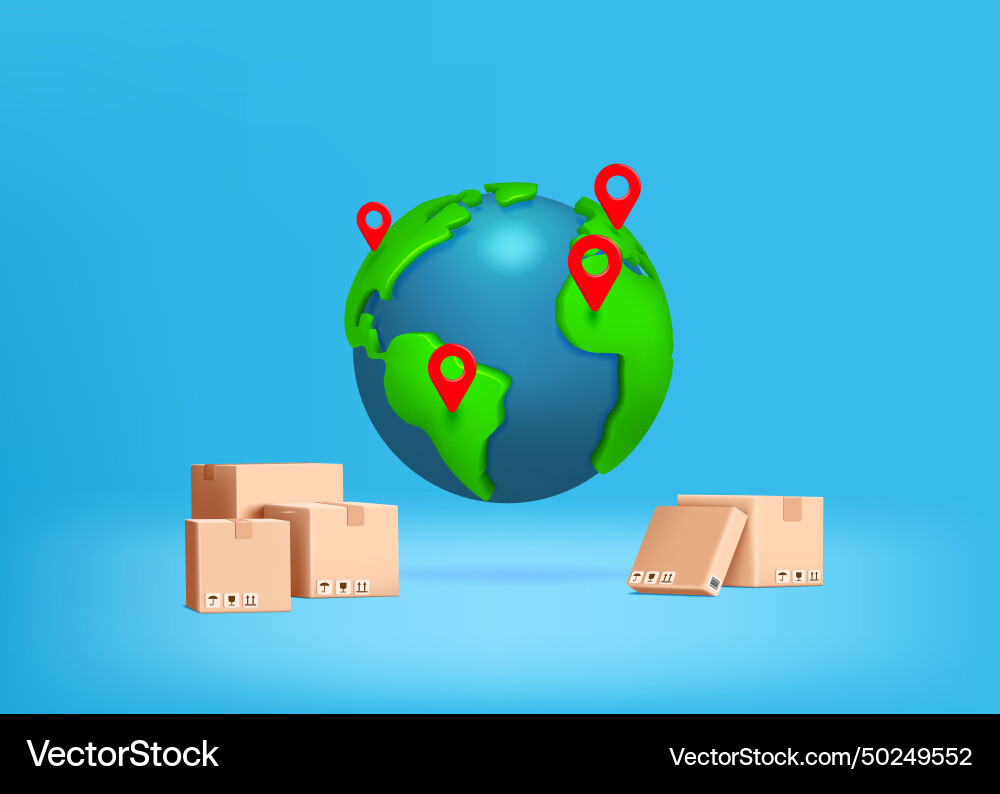 3d world map shop logistic and global delivery Vector Image