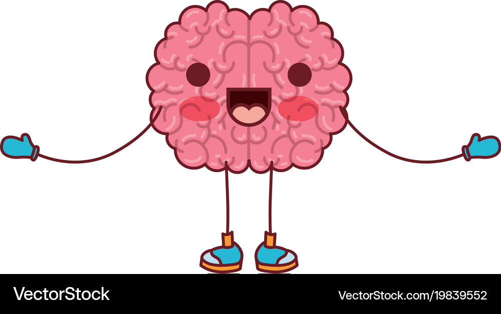 Brain cartoon in standing position with open arms Vector Image