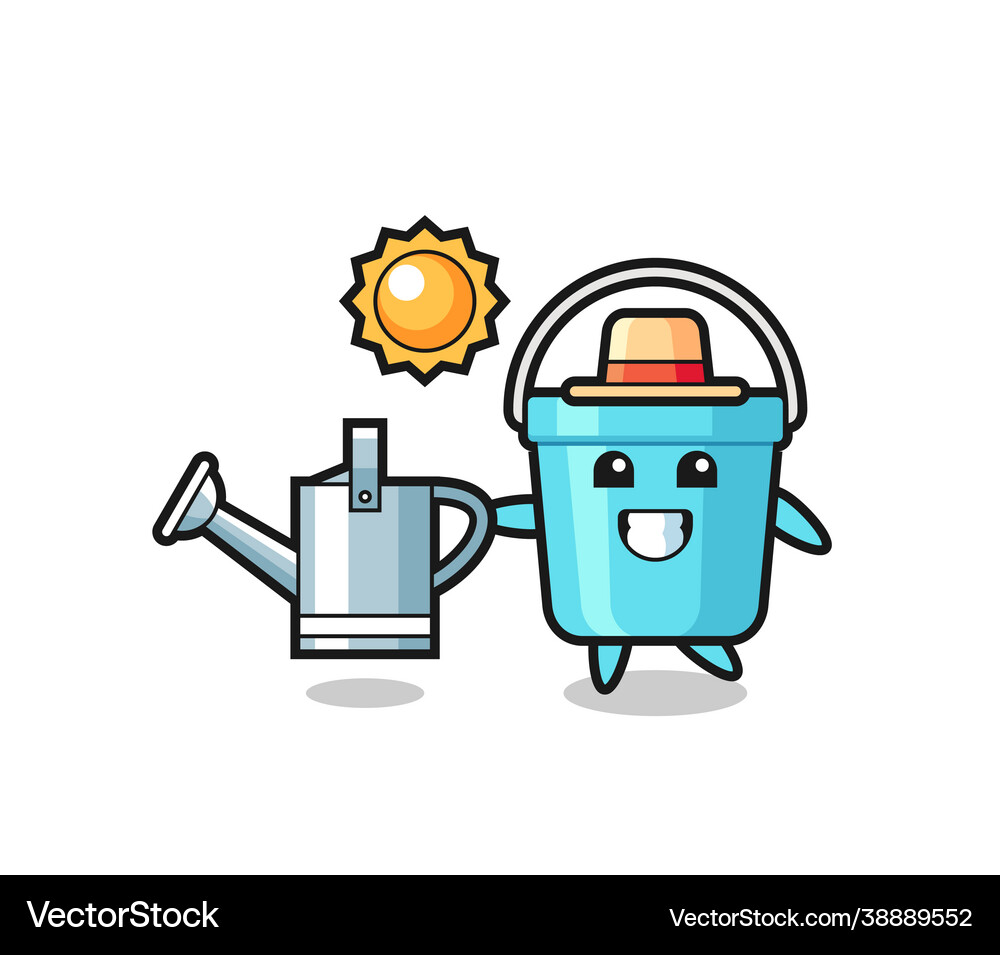 Cartoon character plastic bucket holding Vector Image