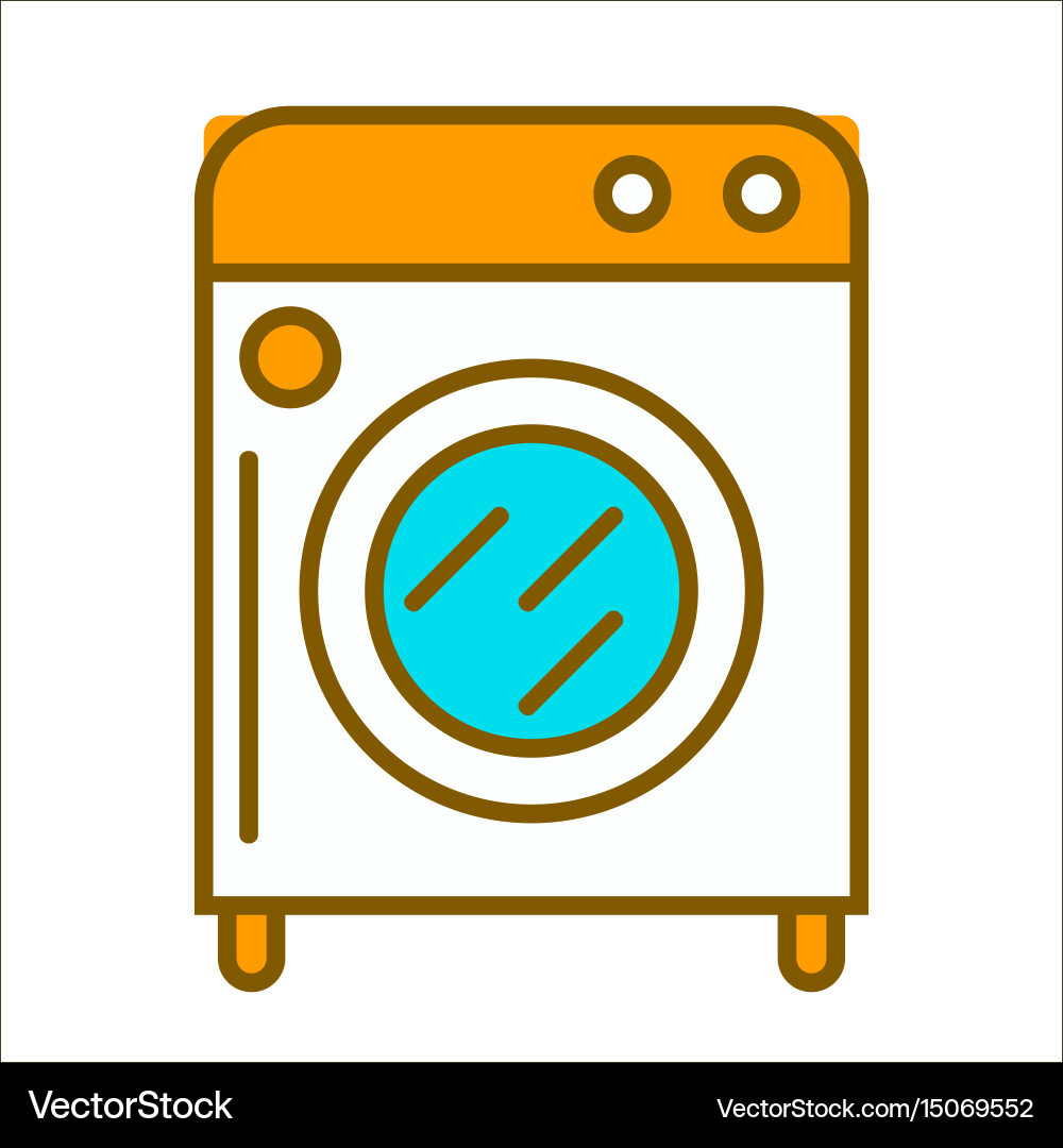 Cartoon white washing machine with orange top Vector Image