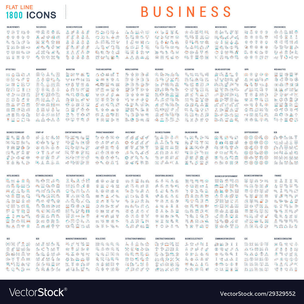 Collection linear business icons Royalty Free Vector Image
