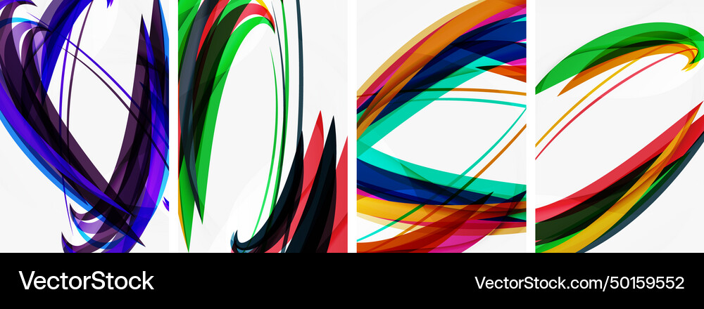 Colorful wave lines poster set for wallpaper Vector Image