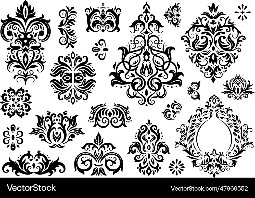 Damask ornament vintage floral sprigs pattern Vector Image