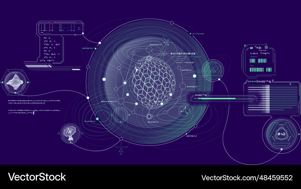 Exploration interface by sci-fi infographics Vector Image