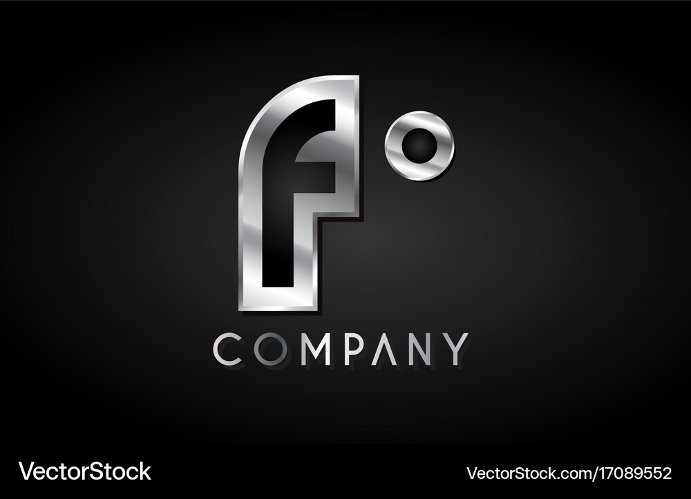 F silver metal alphabet letter icon design Vector Image