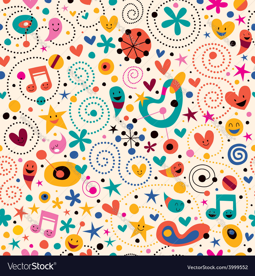 Fun cartoon pattern 12 Royalty Free Vector Image
