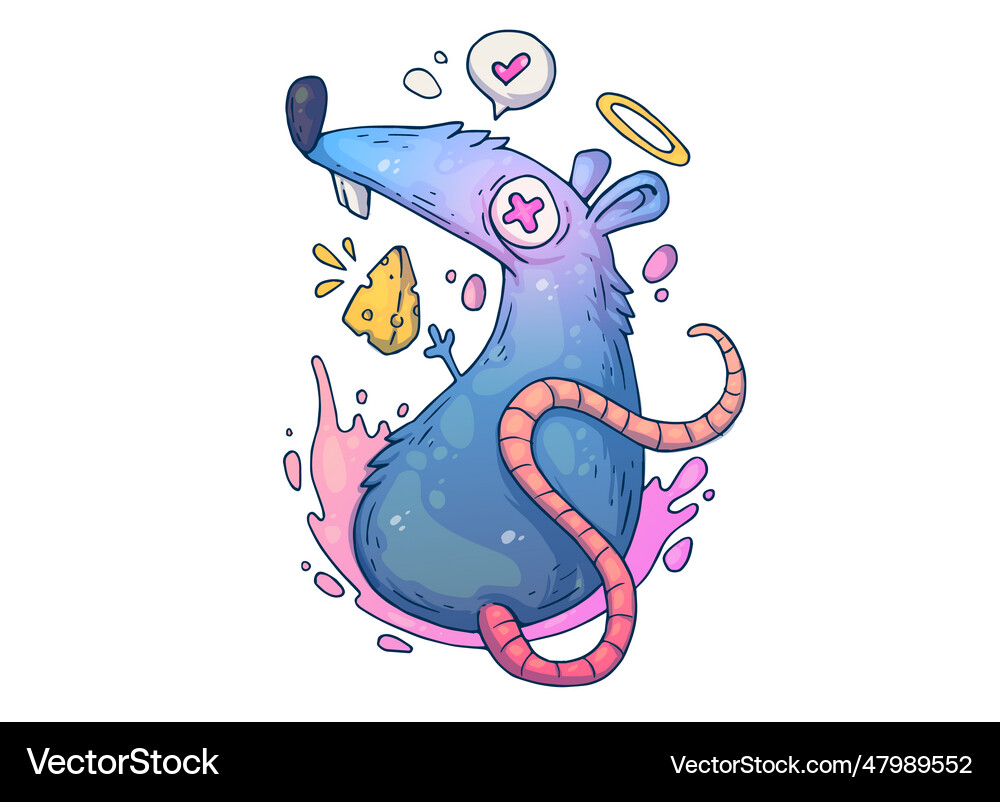 Funny cute rat creative cartoon picture Royalty Free Vector