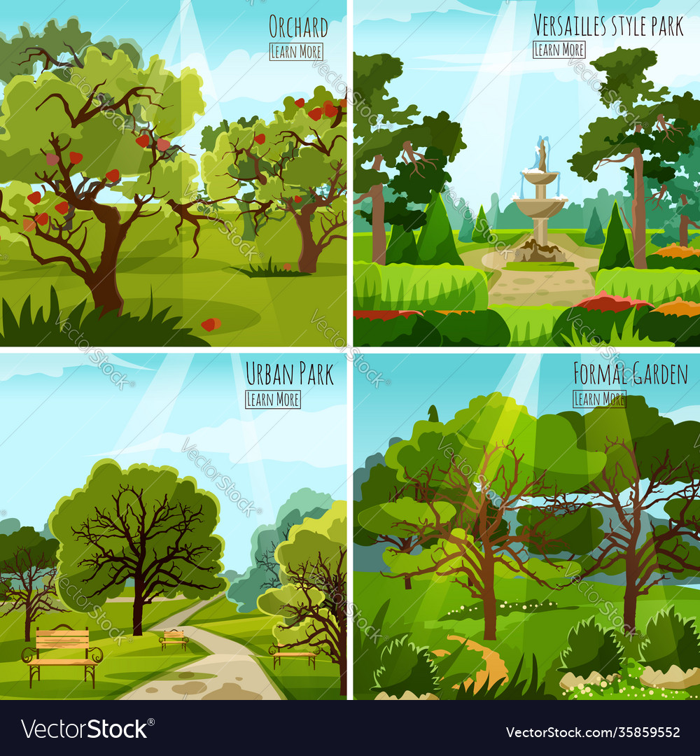 Garden landscape 2x2 design concept Royalty Free Vector