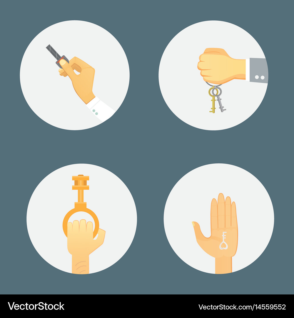 Hands holding key apartment selling human gesture Vector Image