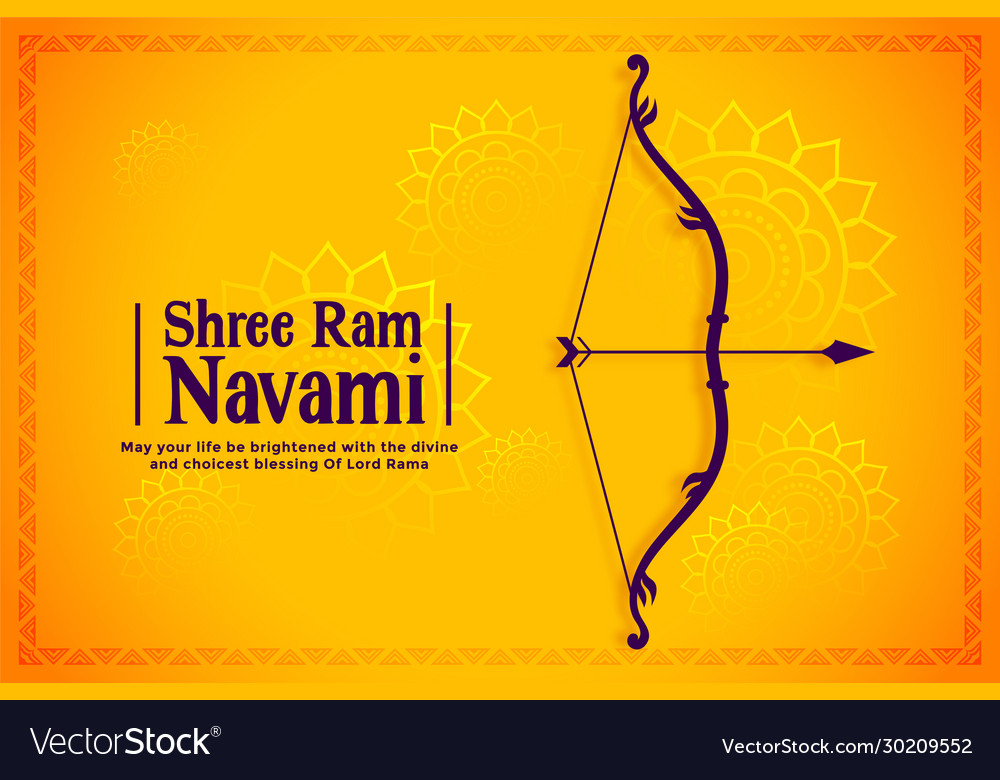 Happy Ram Navami Festival Wishes Card Background Vector Image