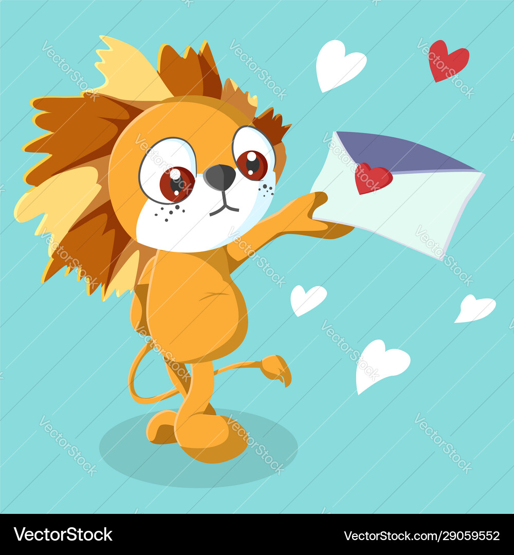 Happy valentines day with cute lion Royalty Free Vector