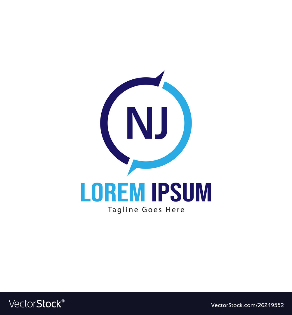 Initial Nj Logo Template With Modern Frame Vector Image