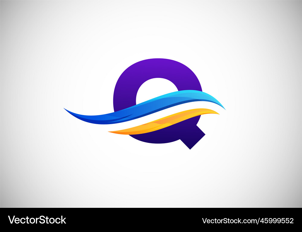 Initial q alphabet with swoosh or ocean wave logo Vector Image