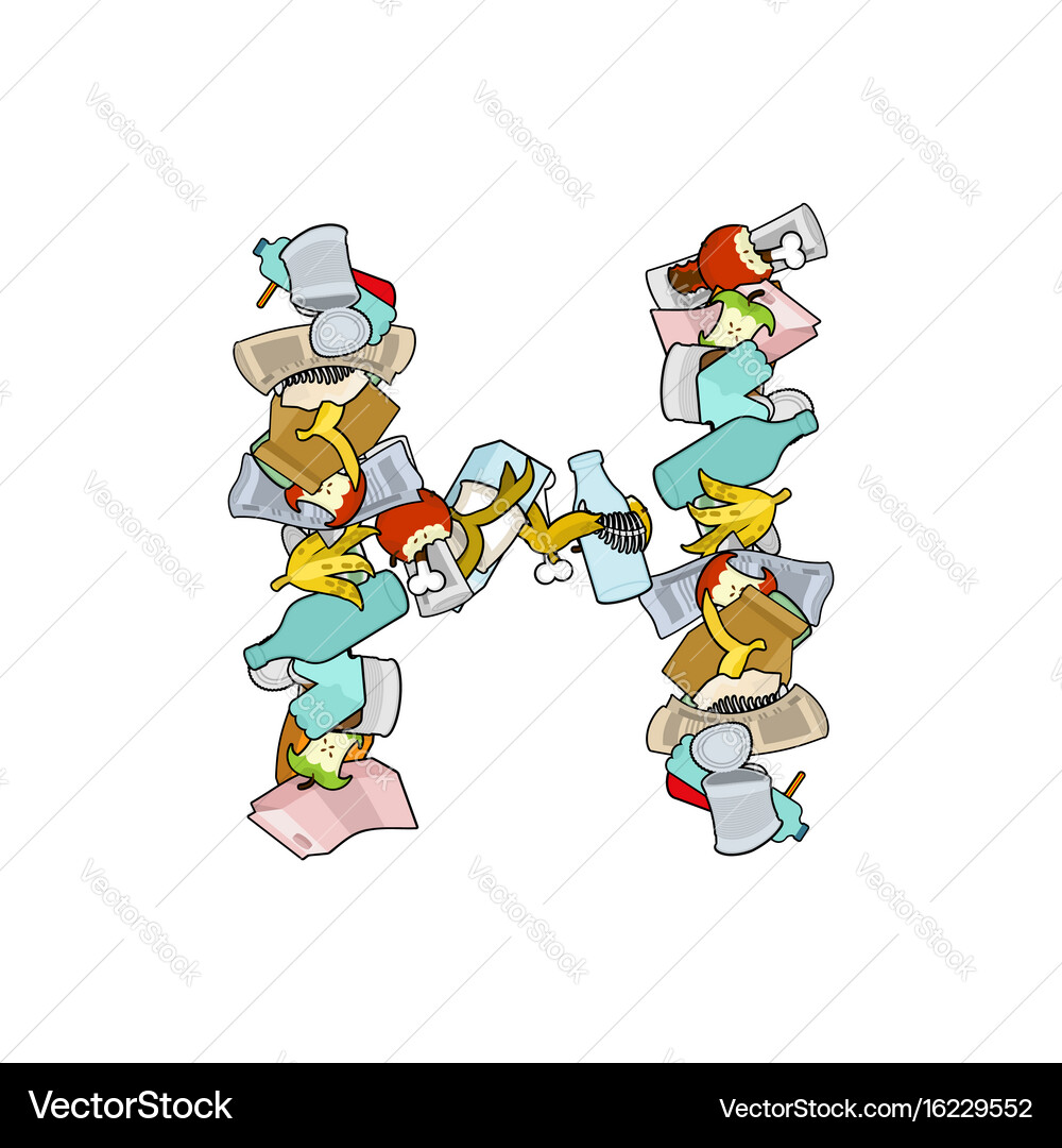 Letter h rubbish trash font garbage alphabet Vector Image