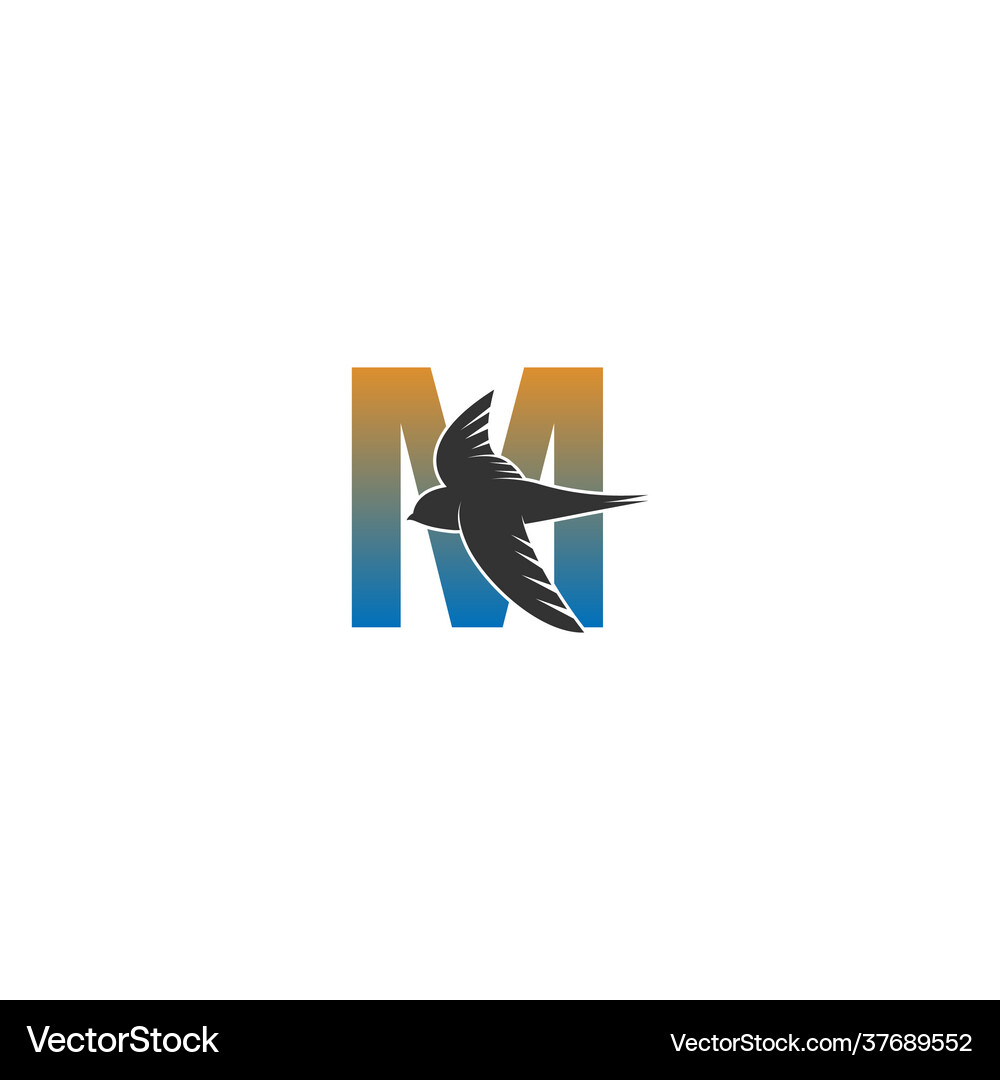 Letter m logo with swift bird icon design Vector Image