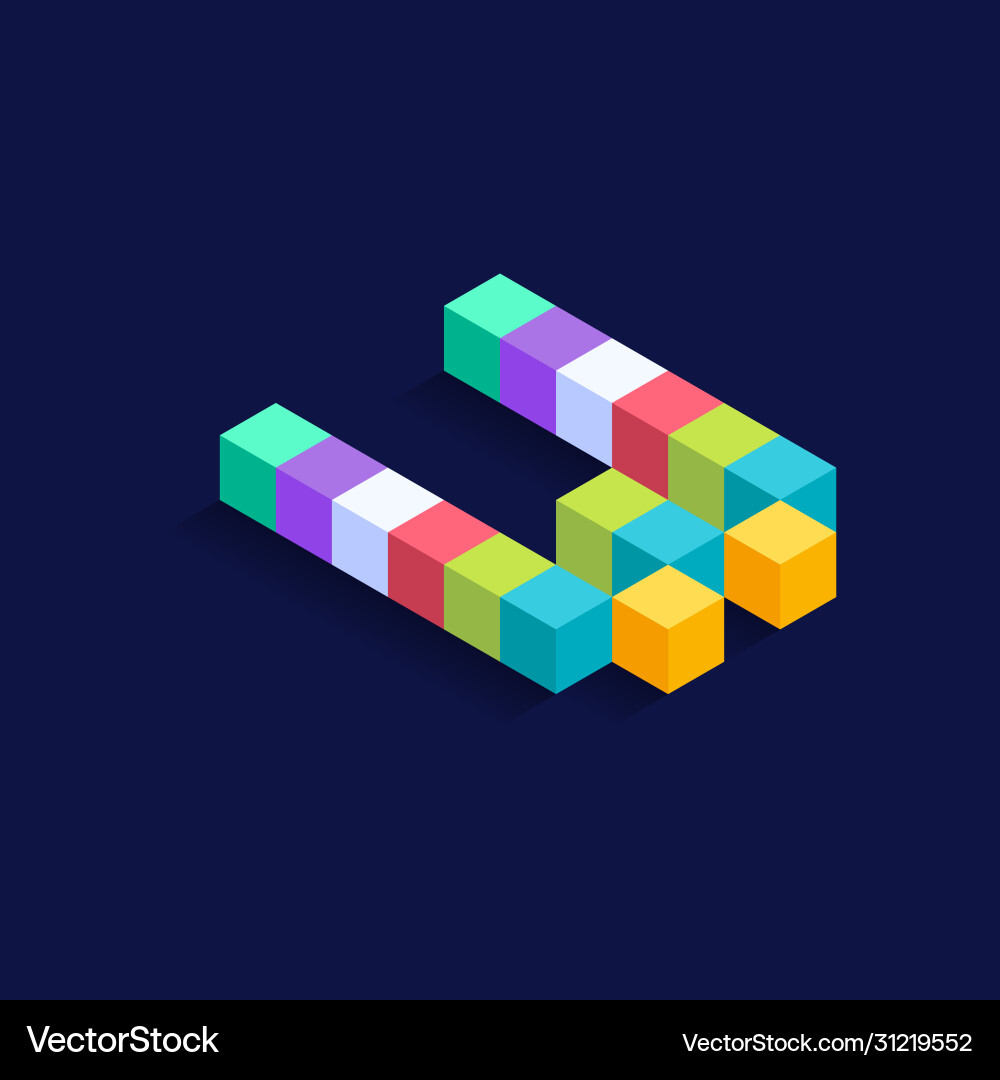 Letter w isometric colorful cubes 3d design Vector Image