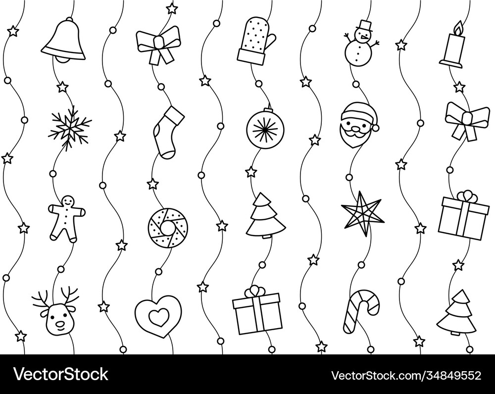 Line icons pattern for christmas and new year Vector Image