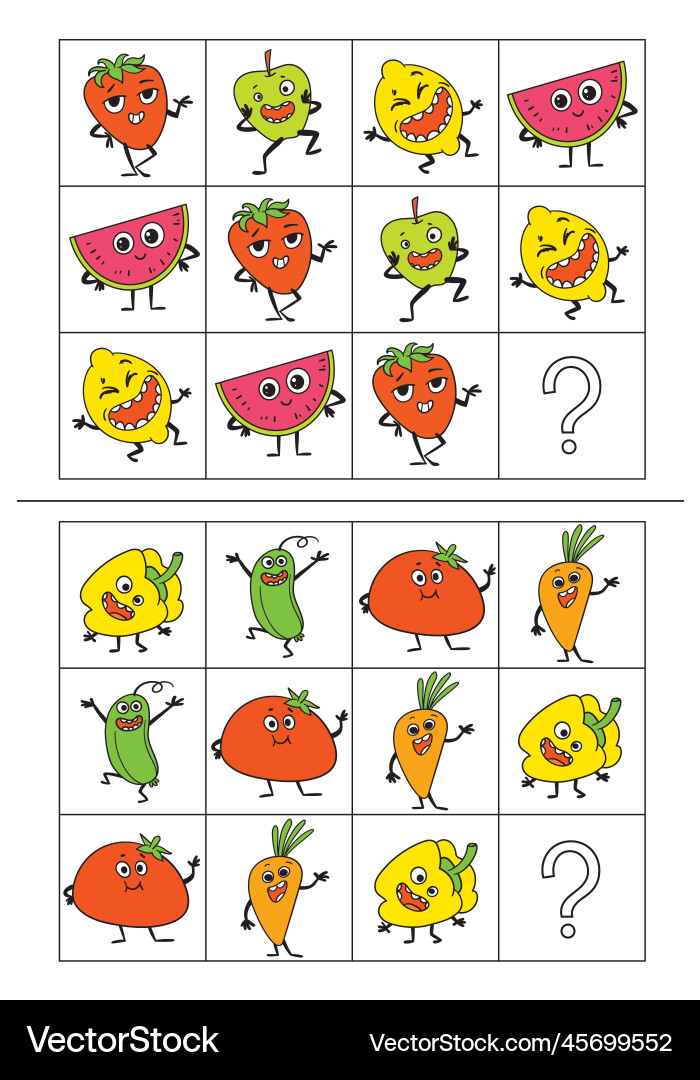 Logical tasks composed of fruit iq test choose Vector Image