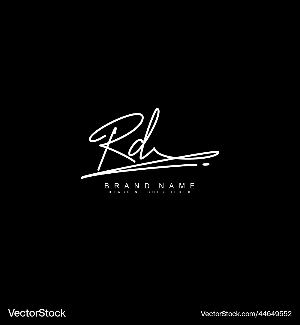 Rd handwritten signature logo - template Vector Image