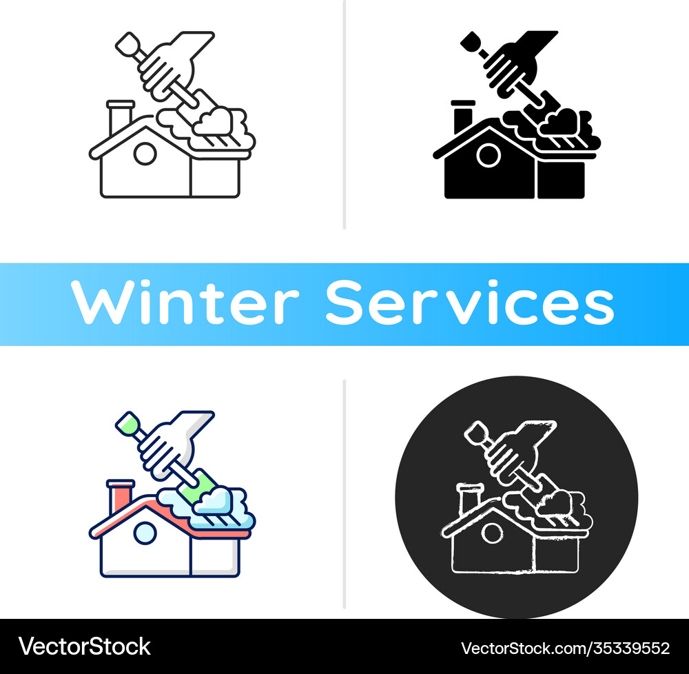 Roof snow removal icon Royalty Free Vector Image