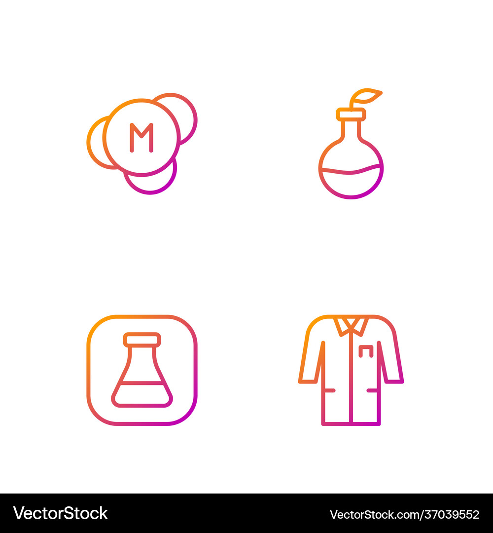 Set line laboratory uniform test tube and flask Vector Image