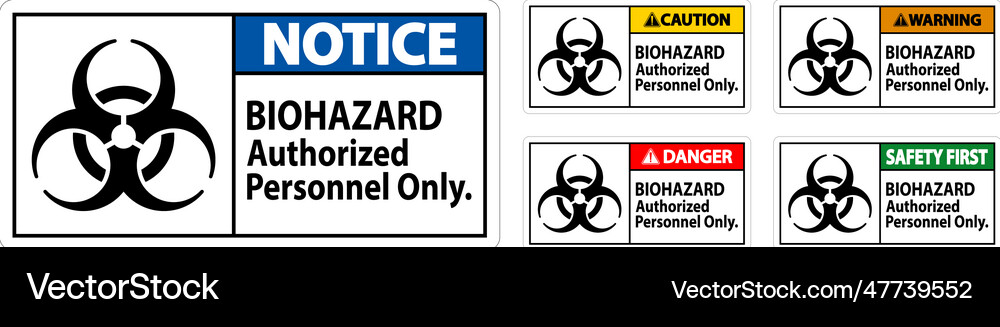 Warning label biohazard authorized personnel only Vector Image