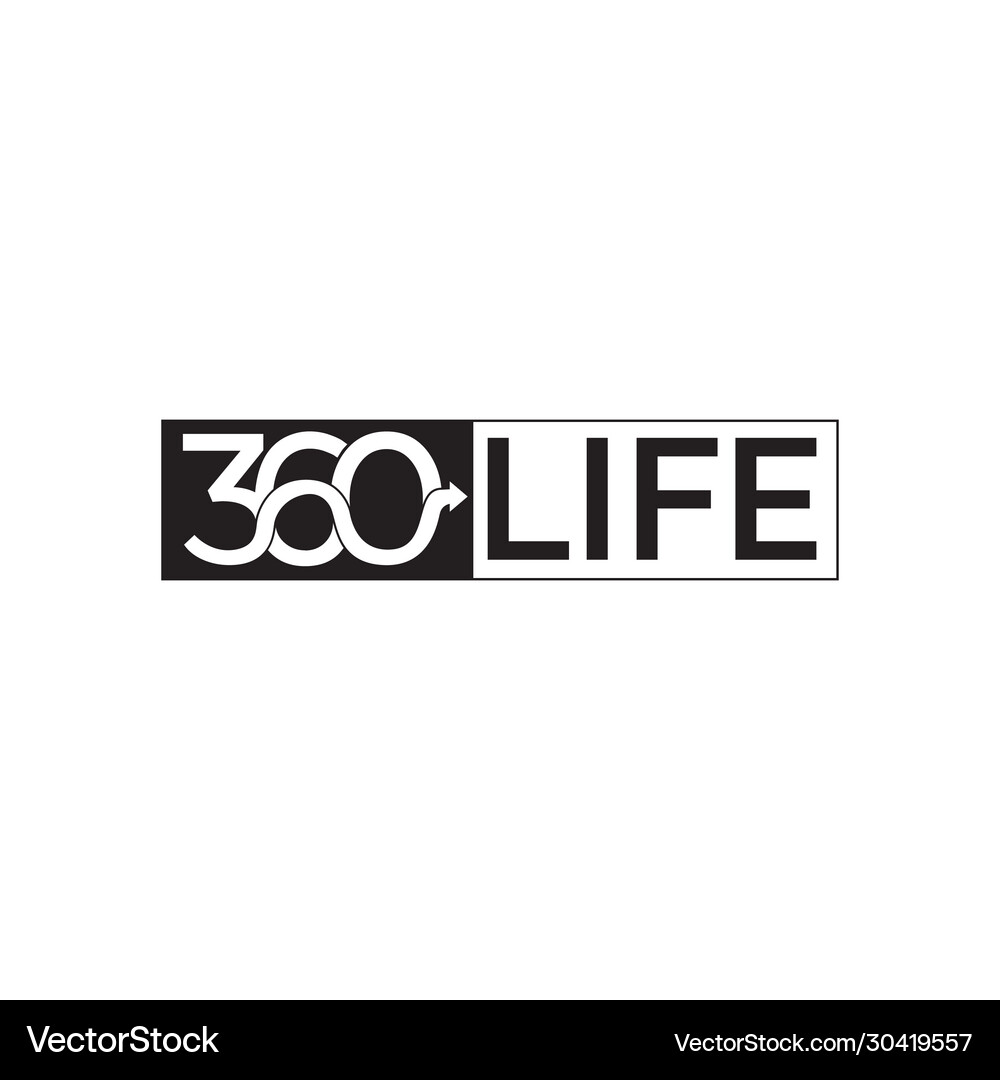 360 life change logo black and white Royalty Free Vector