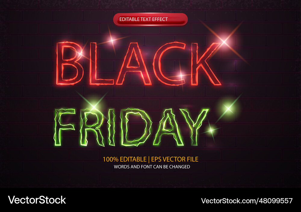 Black friday electric neon light glow shiny bold Vector Image